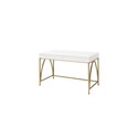 White Gloss Writing Desk with Gold Metal Legs & 2 Storage Drawers ...