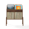 Luna Mid-Century Modern Vinyl Record Storage Stand, Forward-Facing Flip ...