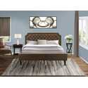 Dark Brown Faux Leather King Bed Set with Antique Mahogany Nightstand ...