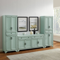 Crosley Tara 3-Piece Sideboard And Pantry Set Distressed Seafoam Blue ...