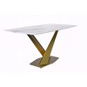 LeisureMod Voren Series Modern Dining Table Gold Base, With 71 White ...